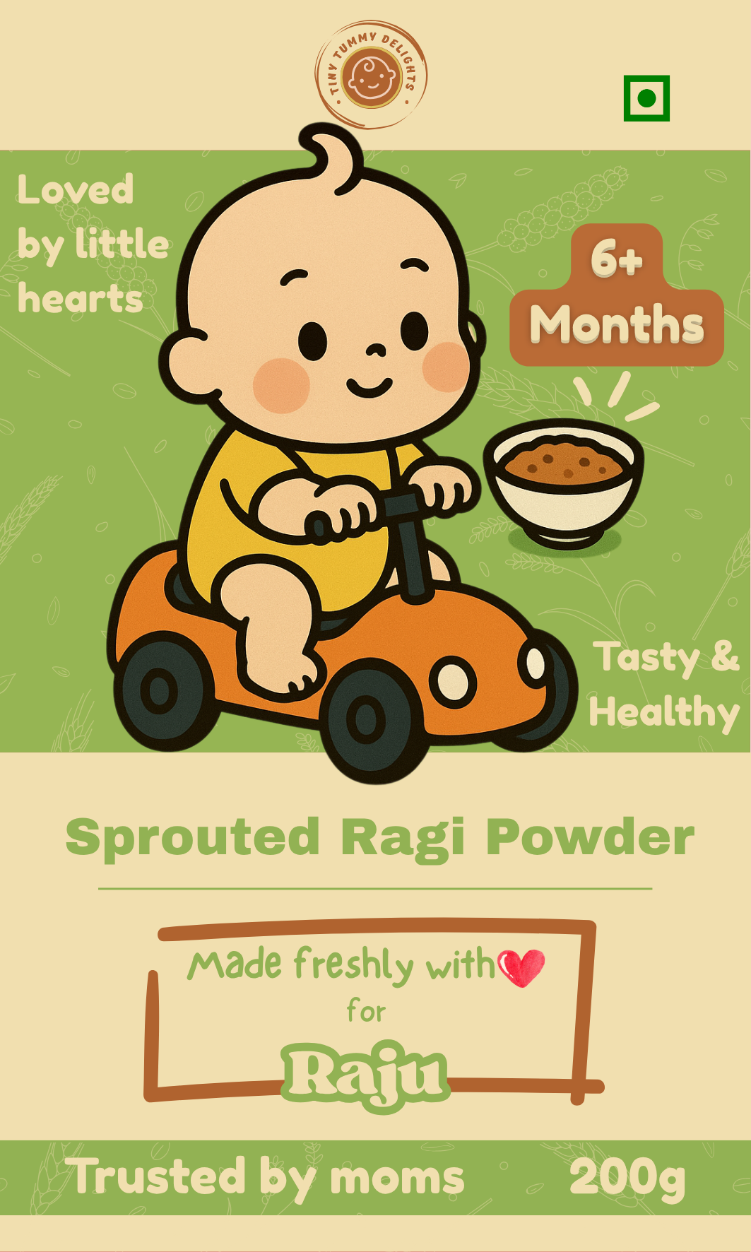 Roasted Sprouted Ragi Powder - 6+ Months - The Millet Store